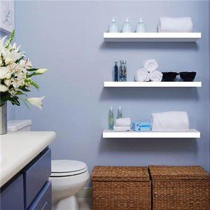 Wall Decor | White Floating Shelves Wall Storage Shelf With Invisible ...